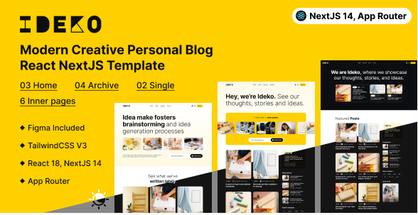 Ideko – Modern Creative Personal Blog NextJS Template - WpWar